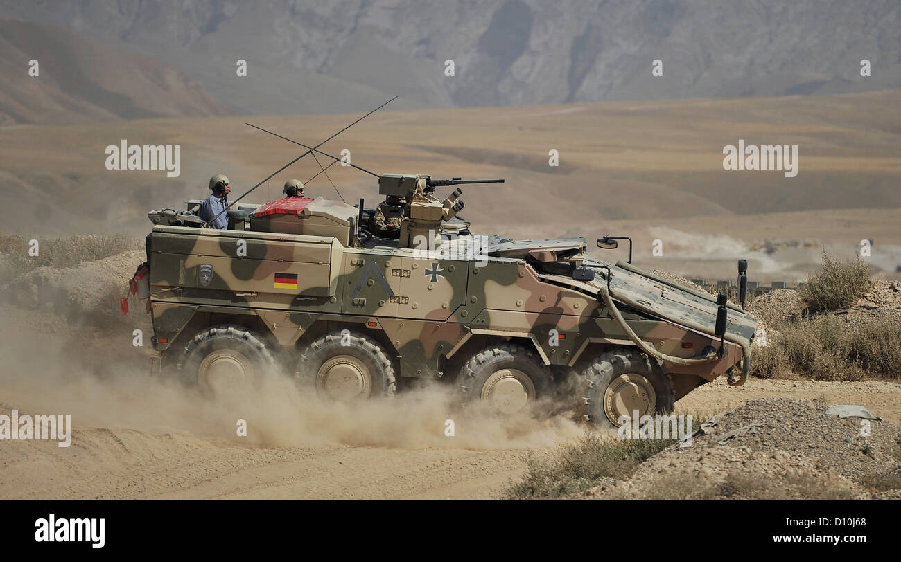 A file picture shows a wheeled tank 'Boxer' at the ISAF camp im Mazar-y ...