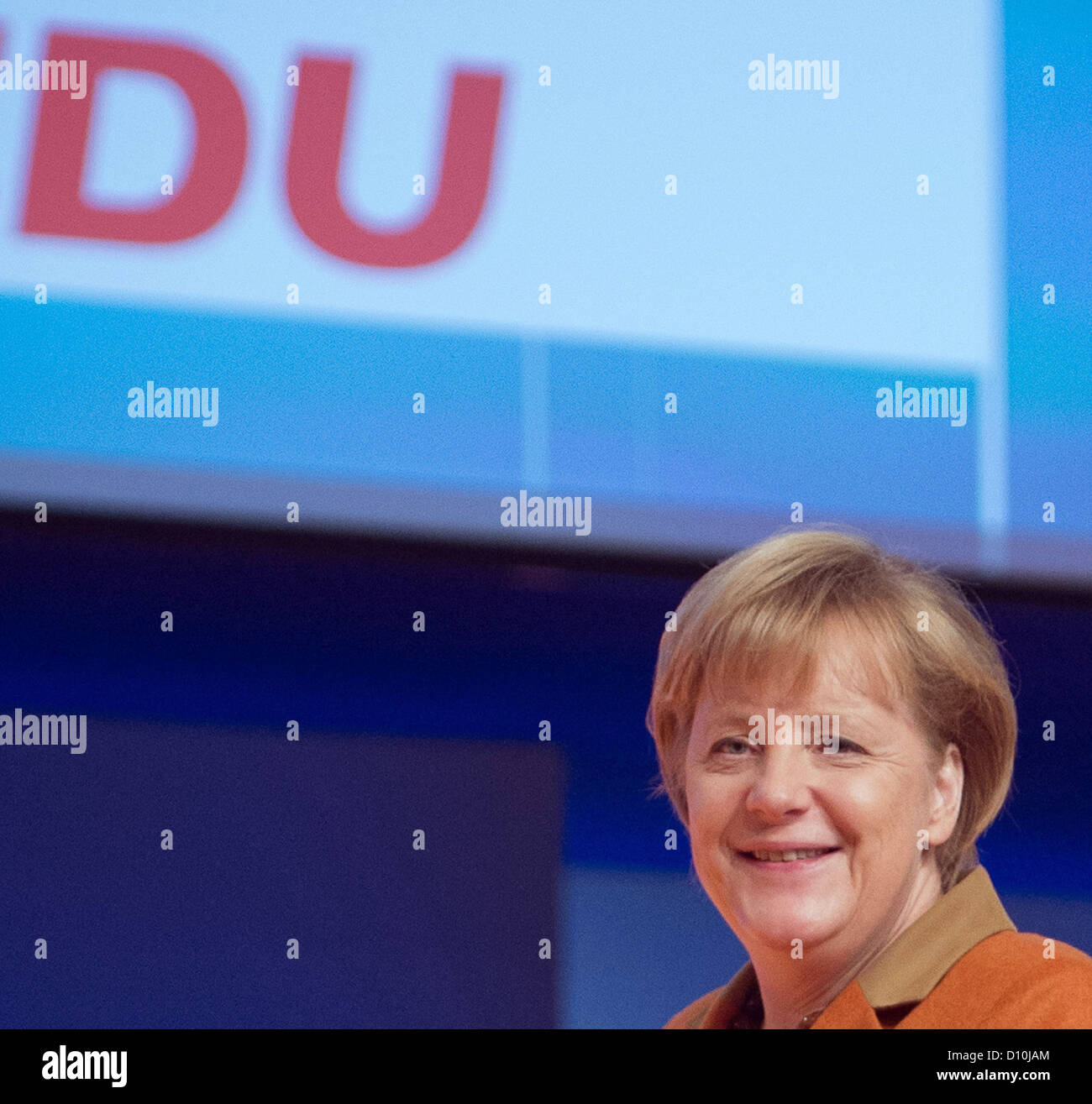 German chancellor Angela Merkel inspects the hall for the Christian ...