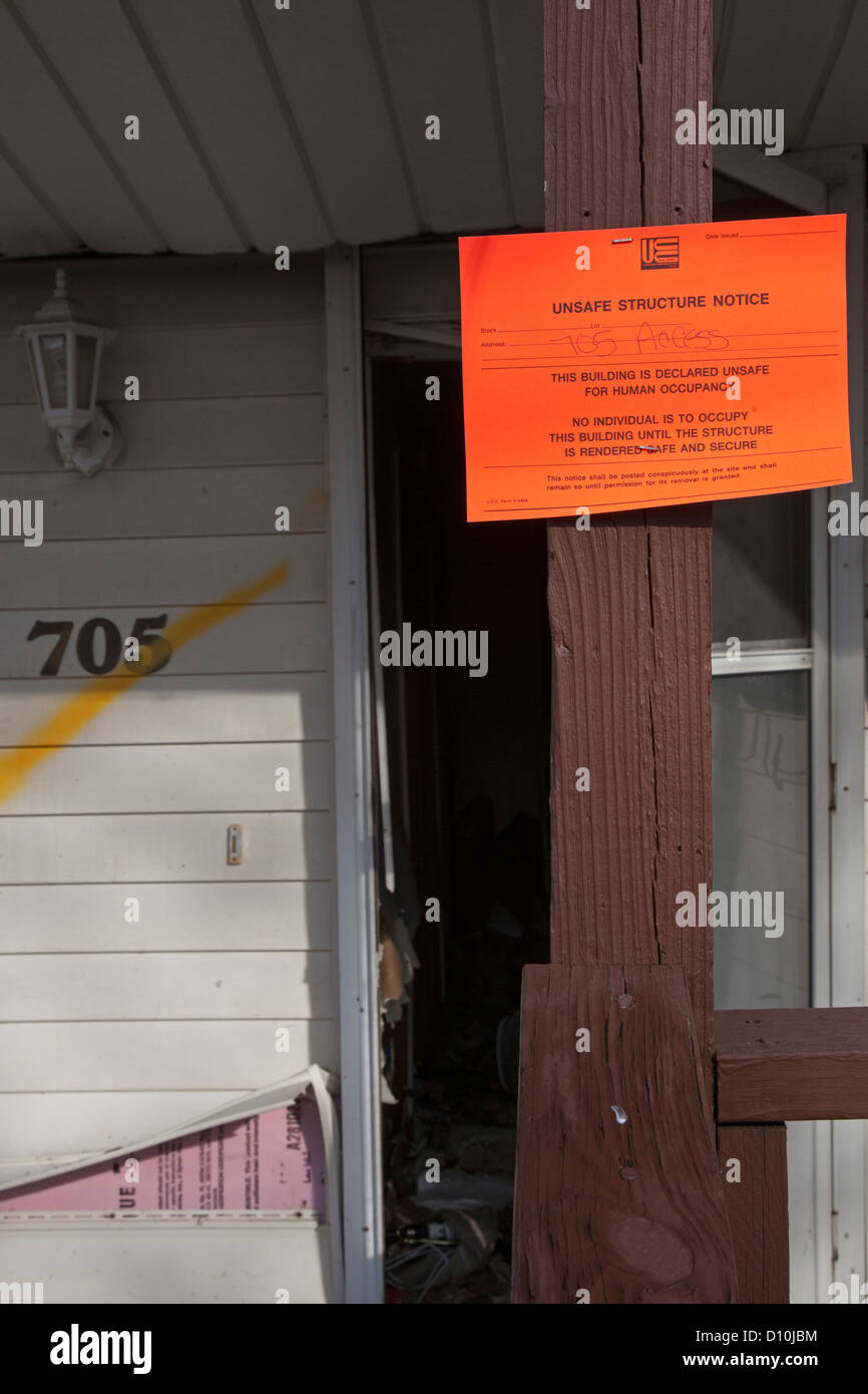 Union Beach, New Jersey - Unsafe Structure Notice on house severely ...