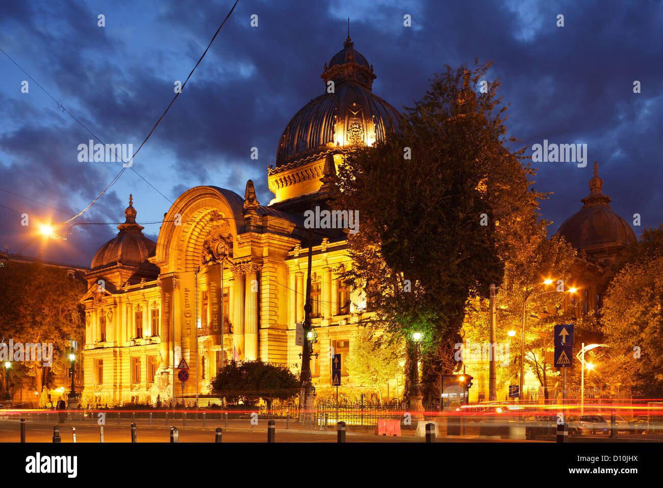 Bucharest, Romania, the CEC Bank at night Stock Photo - Alamy