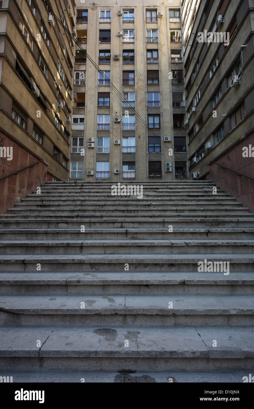 Bucharest, Romania, stairs to an apartment building in Bucharest Stock ...