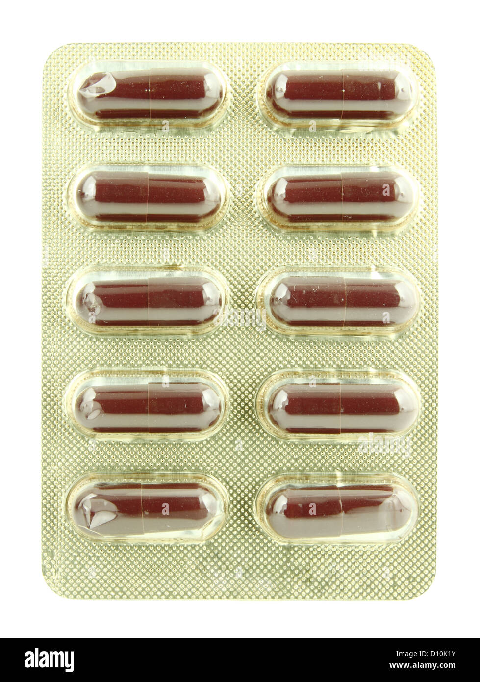 brown pills pack on white background Stock Photo - Alamy