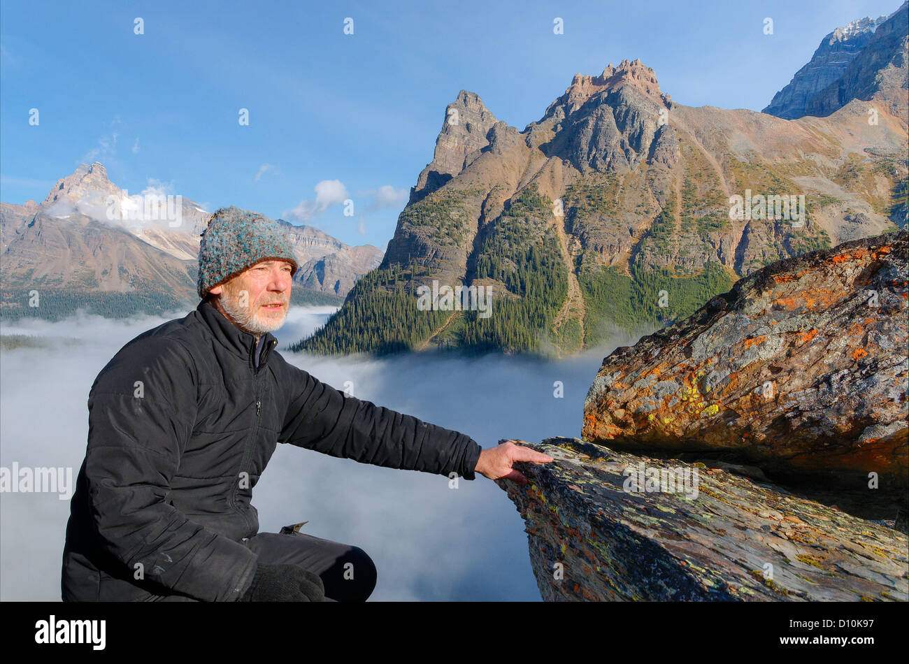 Man at Opabin Prospect, Yoho National Park, British Columbia, Canada ...