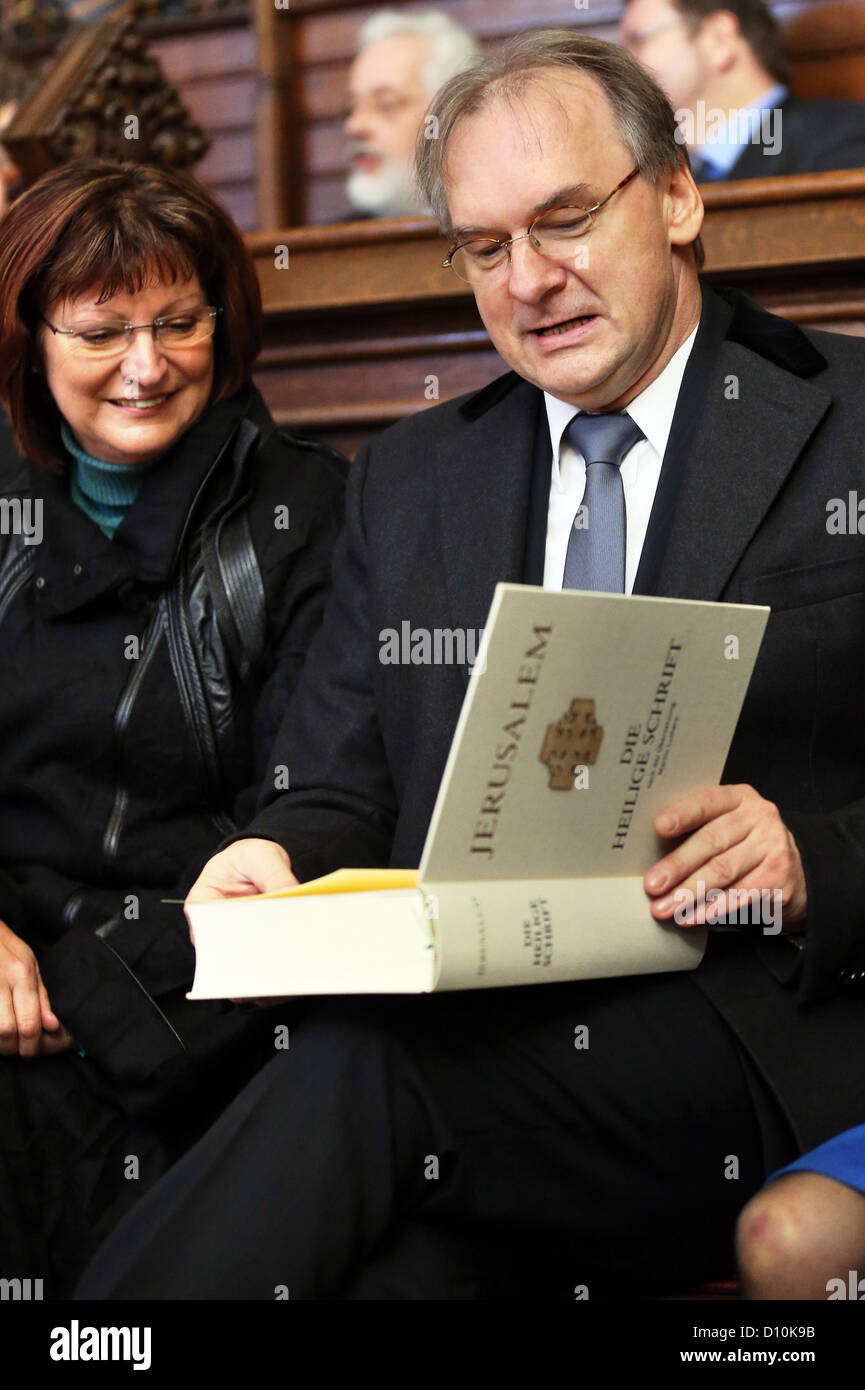 The Premier of Saxony-Anhalt, Reiner Haseloff (CDU, R) and his wife ...