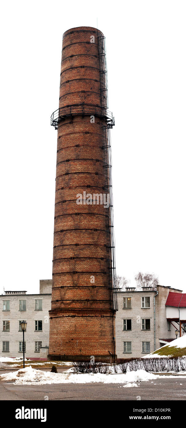Tall red brick industrial smoke stack or chimney Stock Photo - Alamy