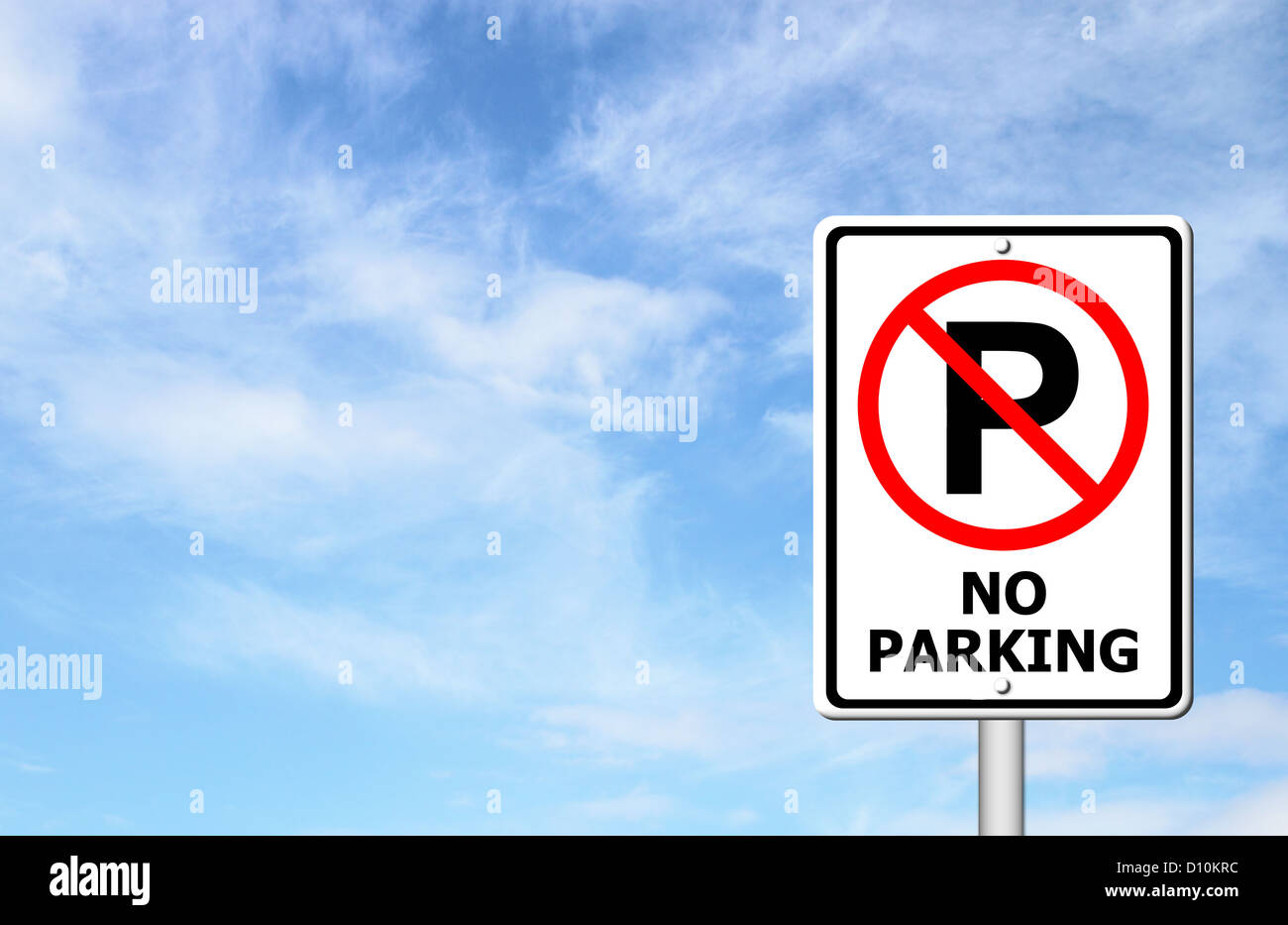 No parking sign with blue sky blank for text Stock Photo - Alamy