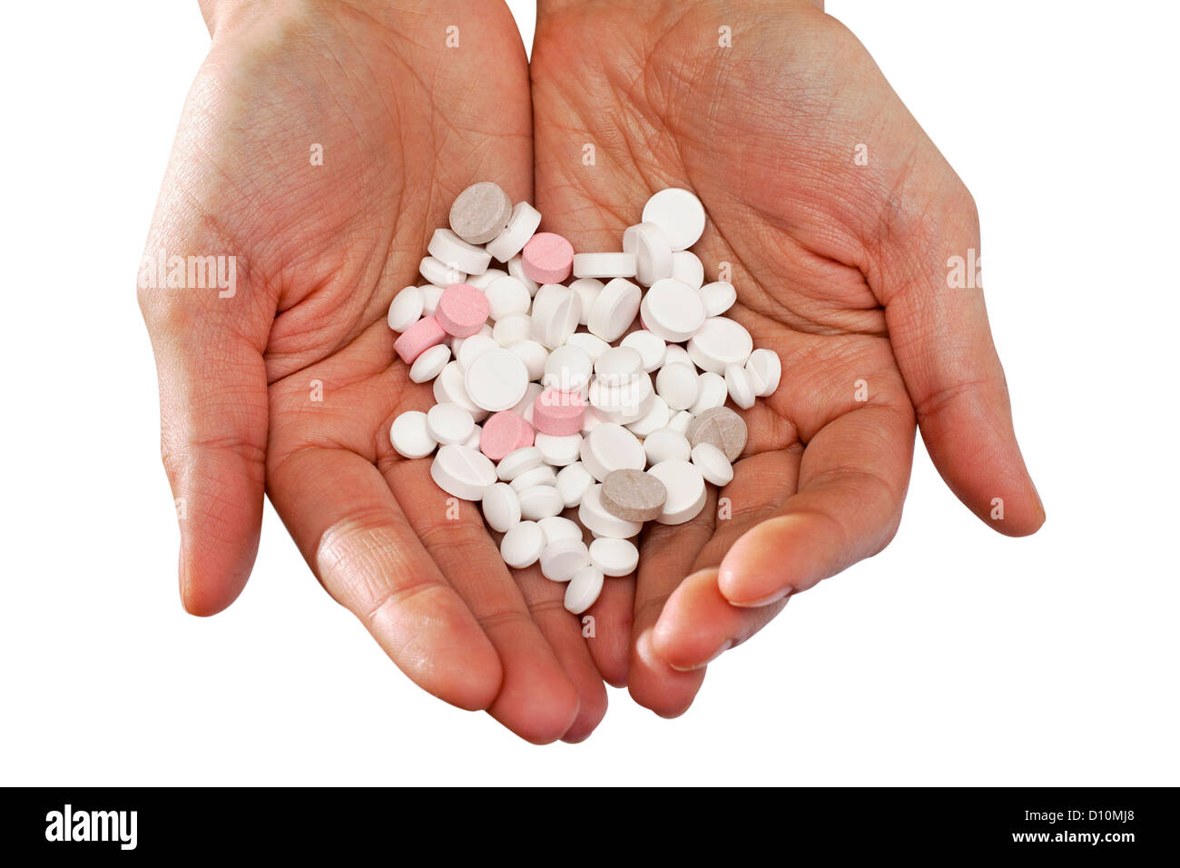 white round pills and isolated on white background Stock Photo - Alamy
