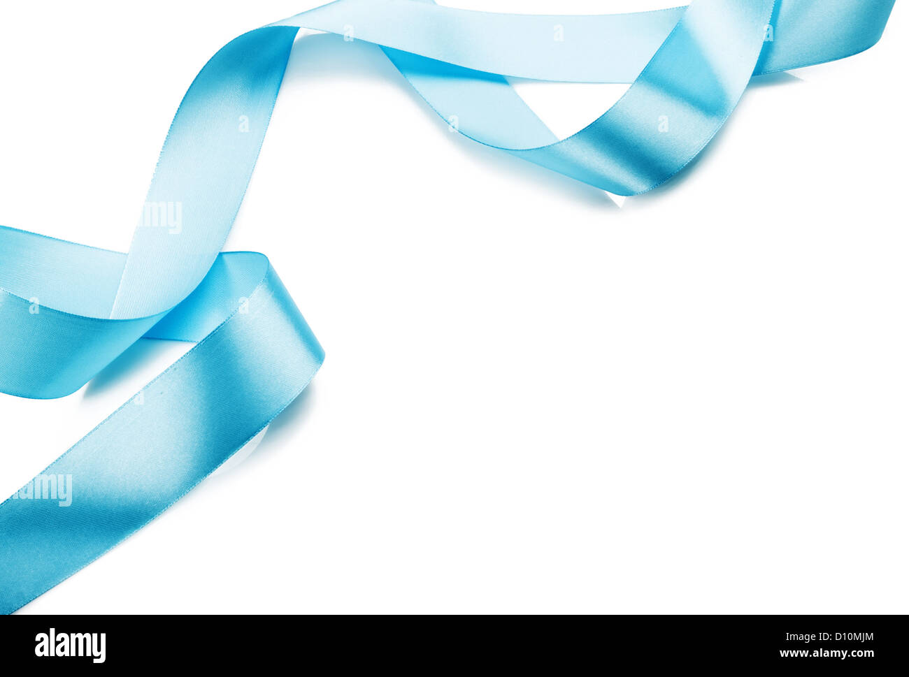 Beautiful blue gift ribbon on a white background Stock Photo - Alamy