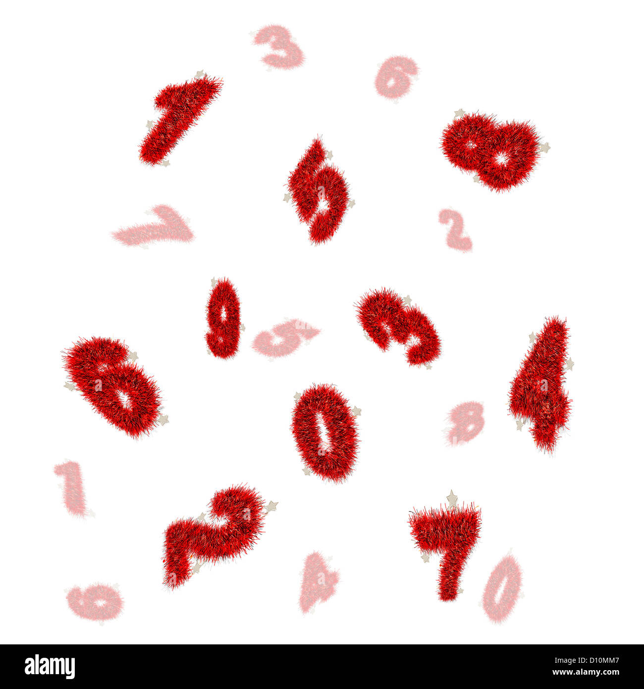 red tinsel number float on white background Stock Photo - Alamy