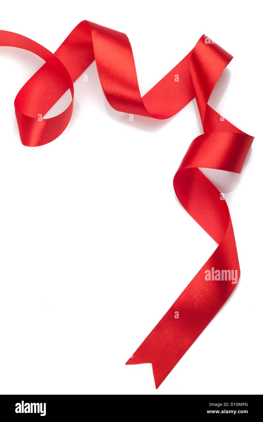 Beautiful red gift ribbon on a white background Stock Photo - Alamy
