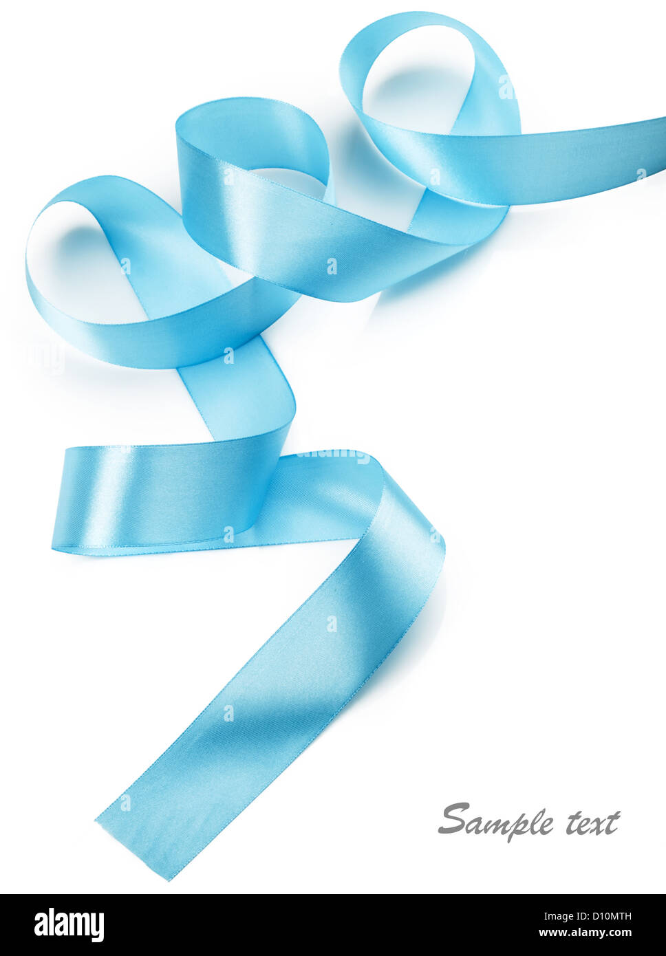 Beautiful blue gift ribbon on a white background Stock Photo - Alamy