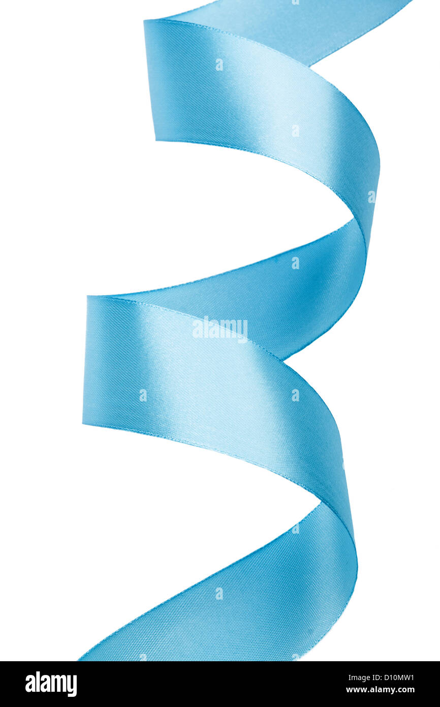 Beautiful blue gift ribbon on a white background Stock Photo - Alamy