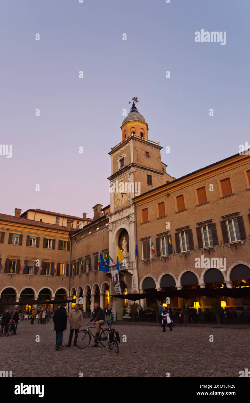 People on passeggiata evening walk Piazza Grande square central Modena ...