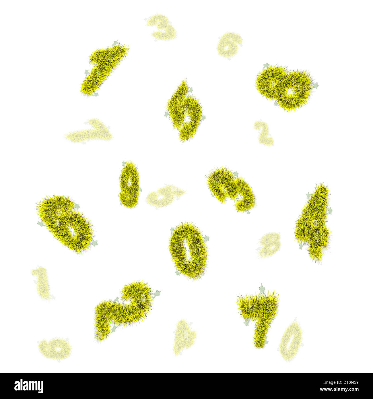 yellow tinsel number float on white background Stock Photo - Alamy