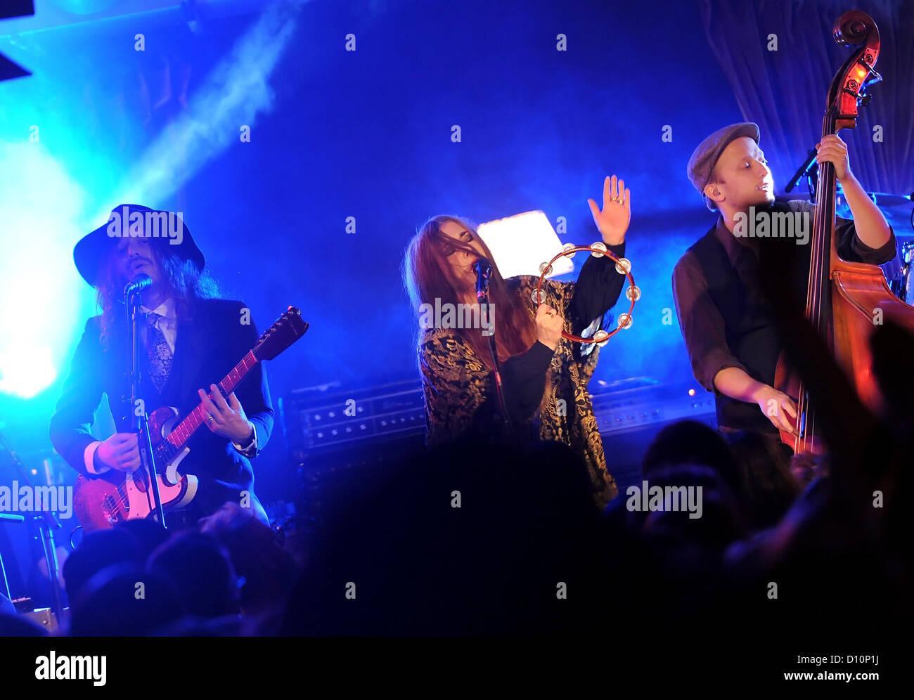 Swedish singer Miss Li (C) performs with her band on stage at the Bi ...