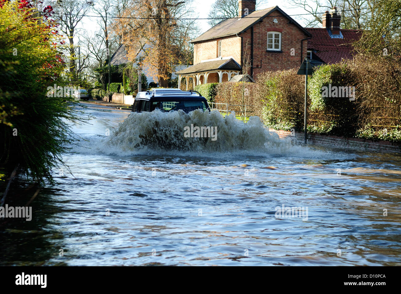 4X4 Driving In Deep Flood Water.Colston Bassett Nottinghamshire Stock ...