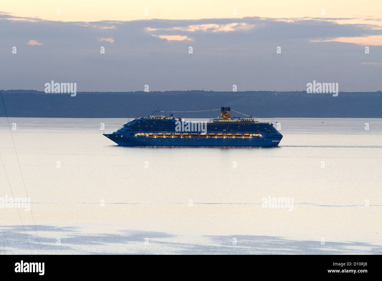 cruise ship sunrise misty Mallorca balearic islands Spain europe Stock ...