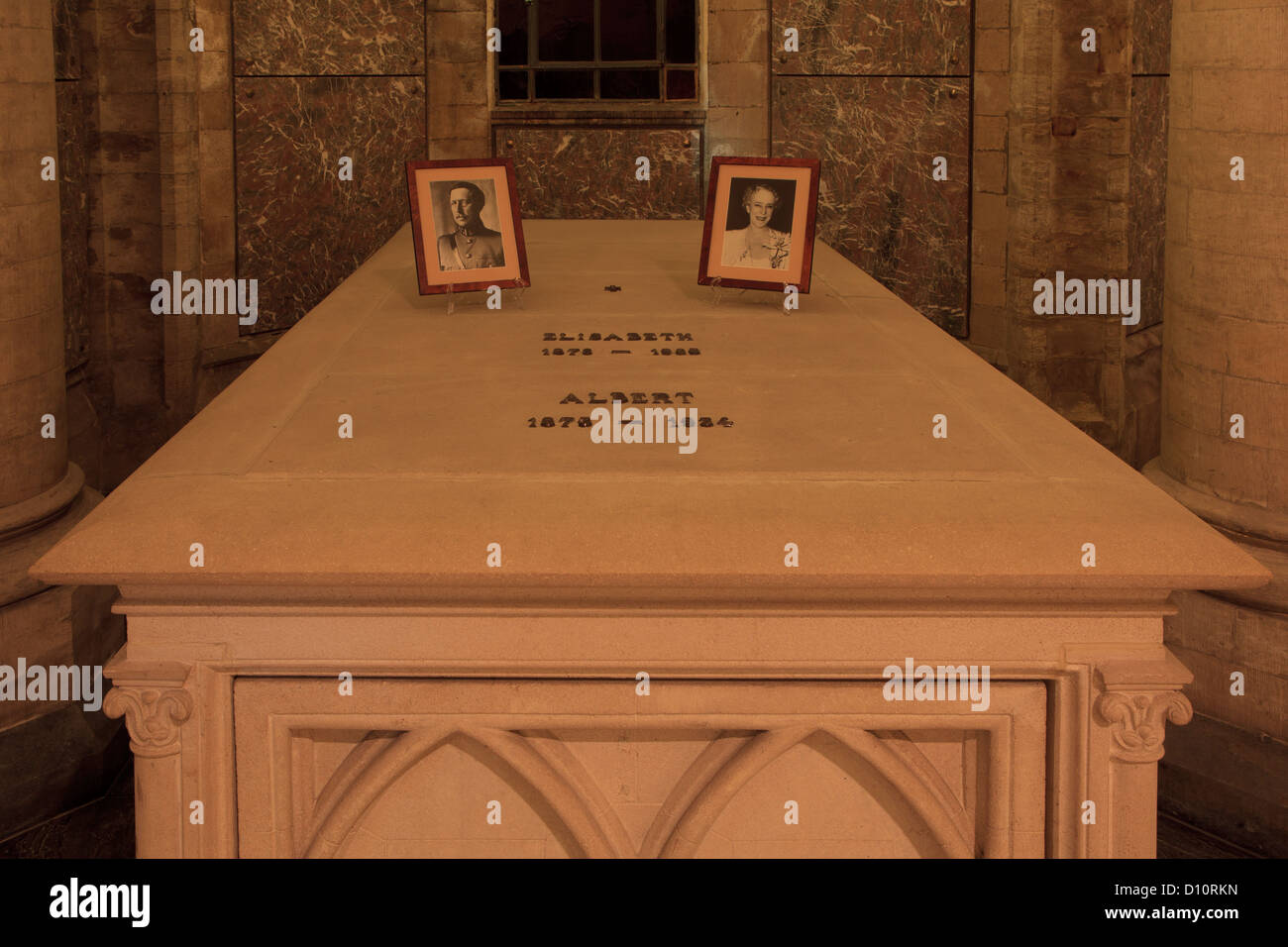 Grave of King Albert I and Queen Elisabeth at the Royal Crypt in Laeken ...
