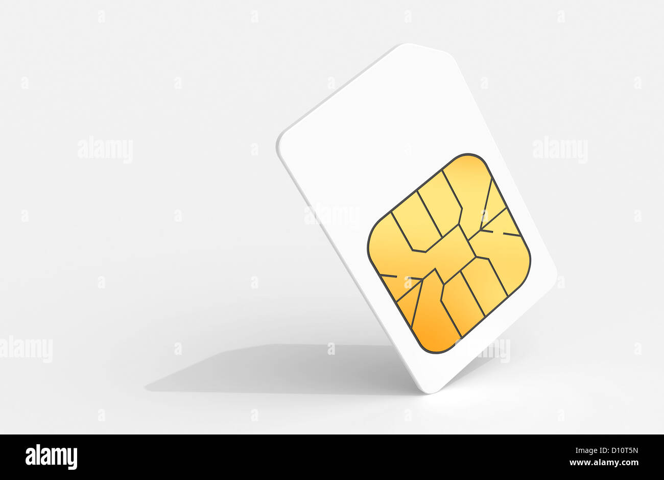 White Sim card above light gray background with soft shadow. 3d render ...