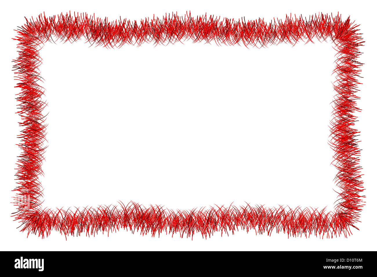 Christmas red tinsel frame on white background Stock Photo - Alamy
