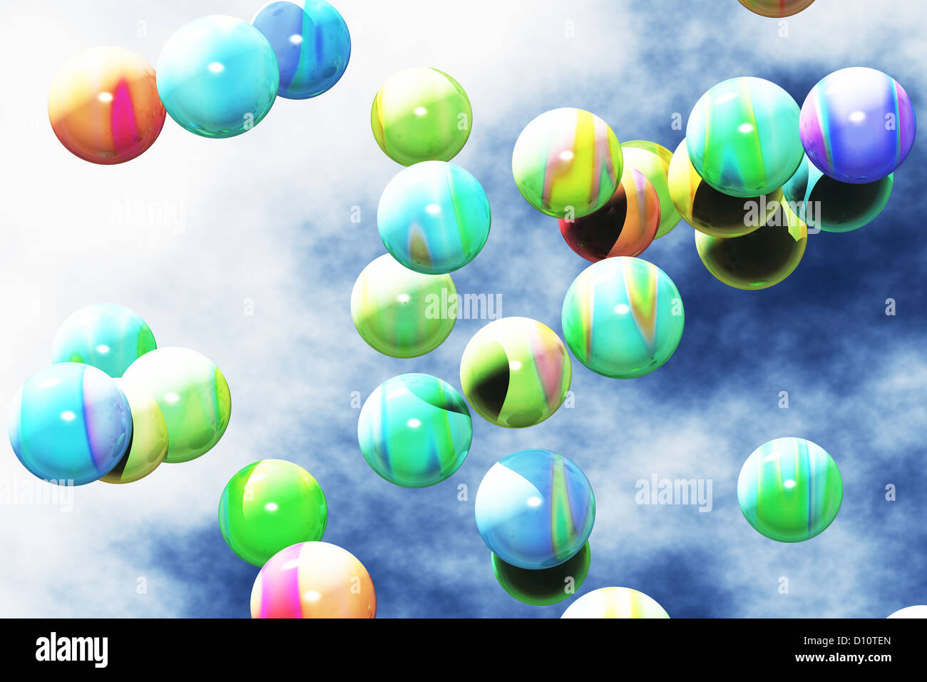 Colorful Balls Floating in the Air 3D render Stock Photo - Alamy