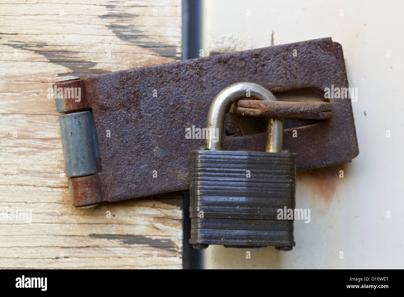Padlock and rusty hasp Stock Photo - Alamy