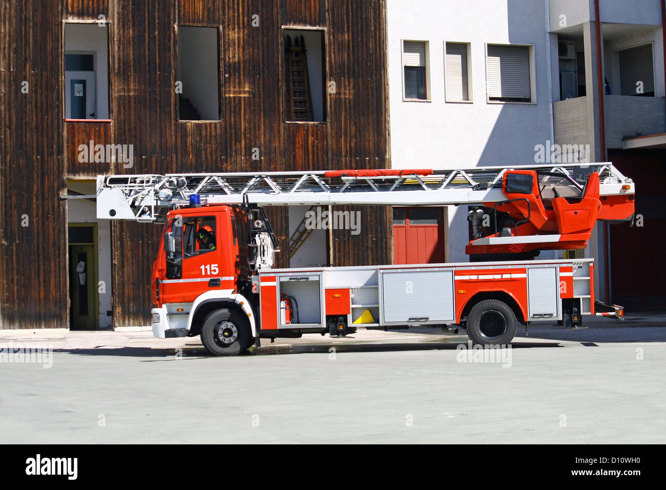 italian aerial fire truck in the race during a mission Stock Photo - Alamy