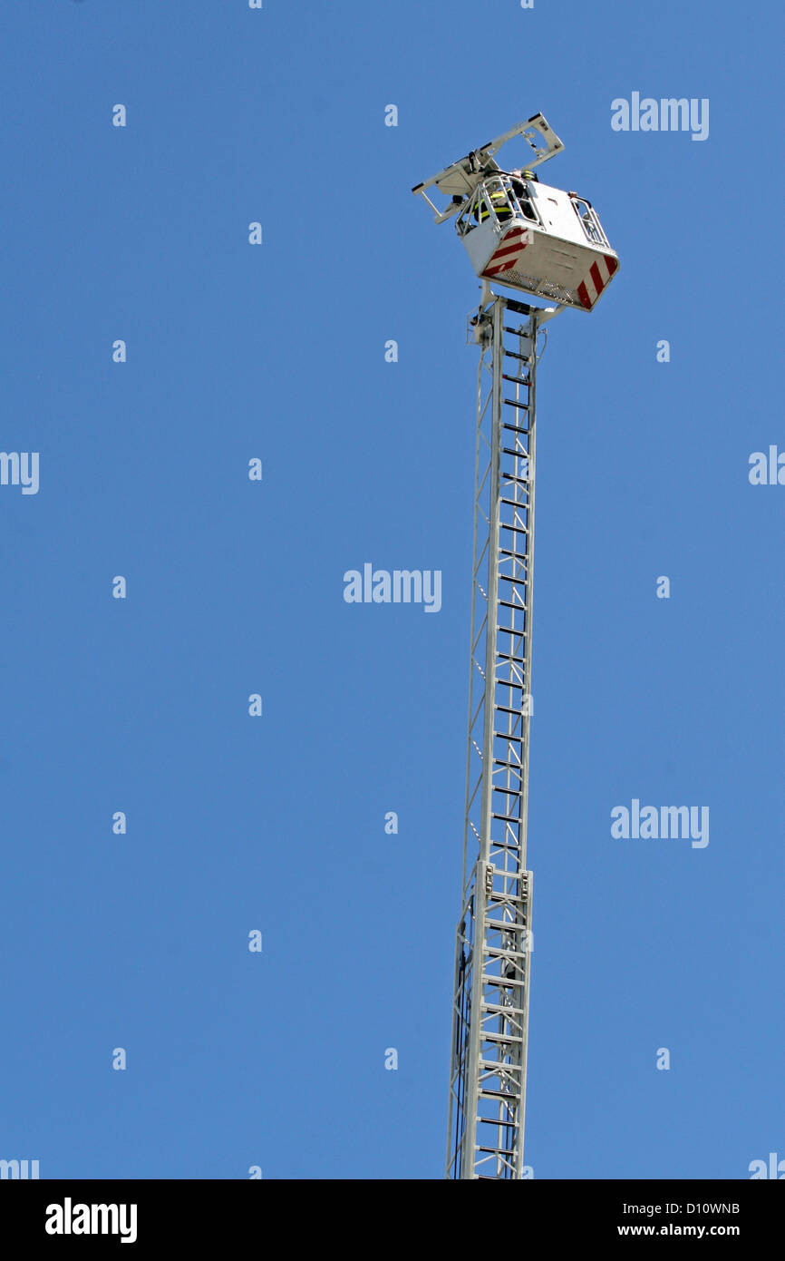 Italian fire trucks ladder truck during a rescue mission Stock Photo ...