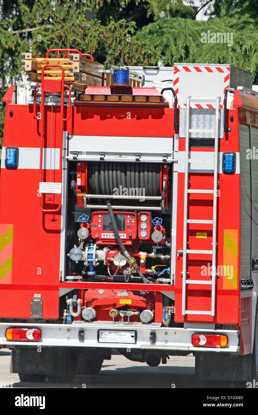 Truck rescue of firefighters in action for saving Stock Photo - Alamy