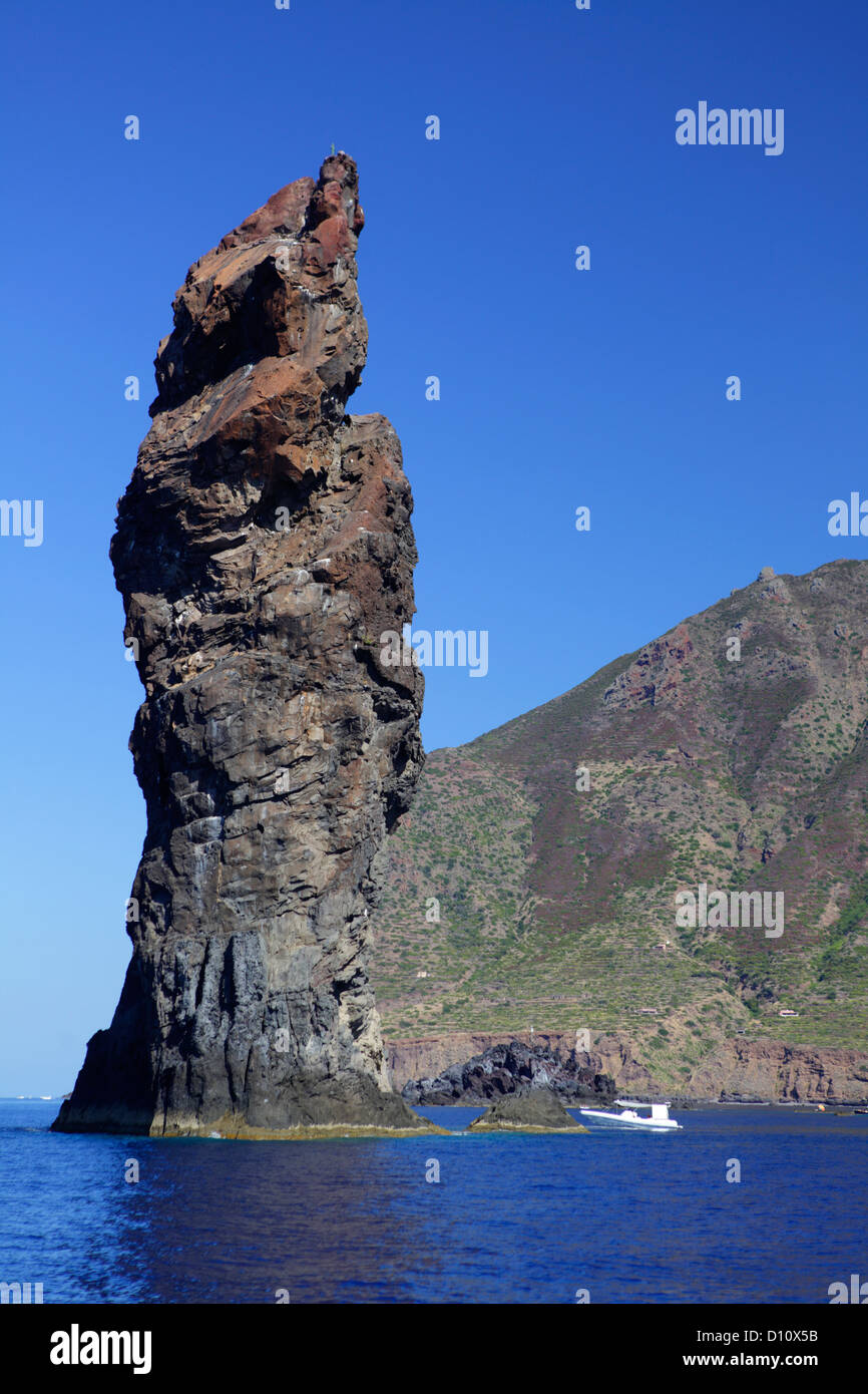 The rock called "La Canna" at Filicudi island, Aeolian islands, Sicily ...