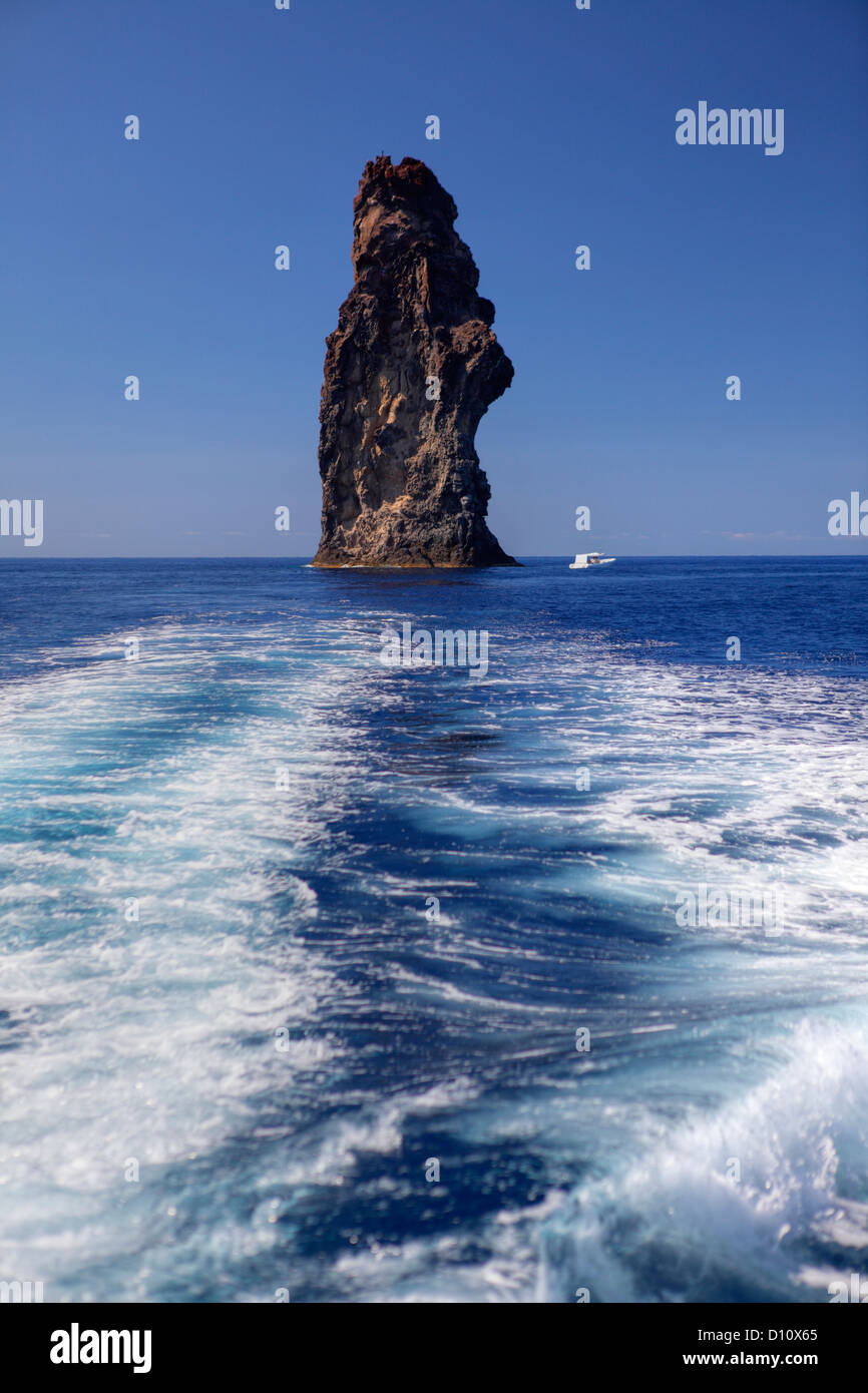 The rock called "La Canna" at Filicudi island, Aeolian islands, Sicily ...