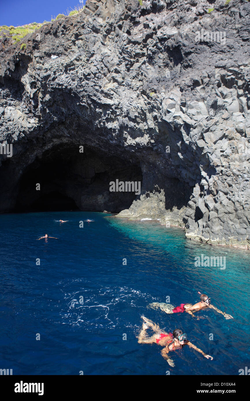 The Bue Marino Cave at Filicudi island, Aeolian Islands, Sicily, Italy ...
