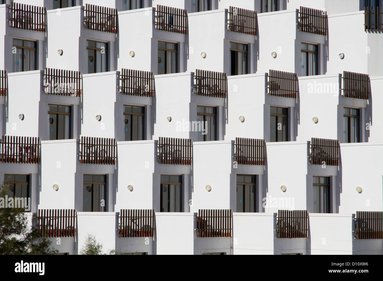 Hotel balconies edifice intensive terraces rows Mallorca balearic ...