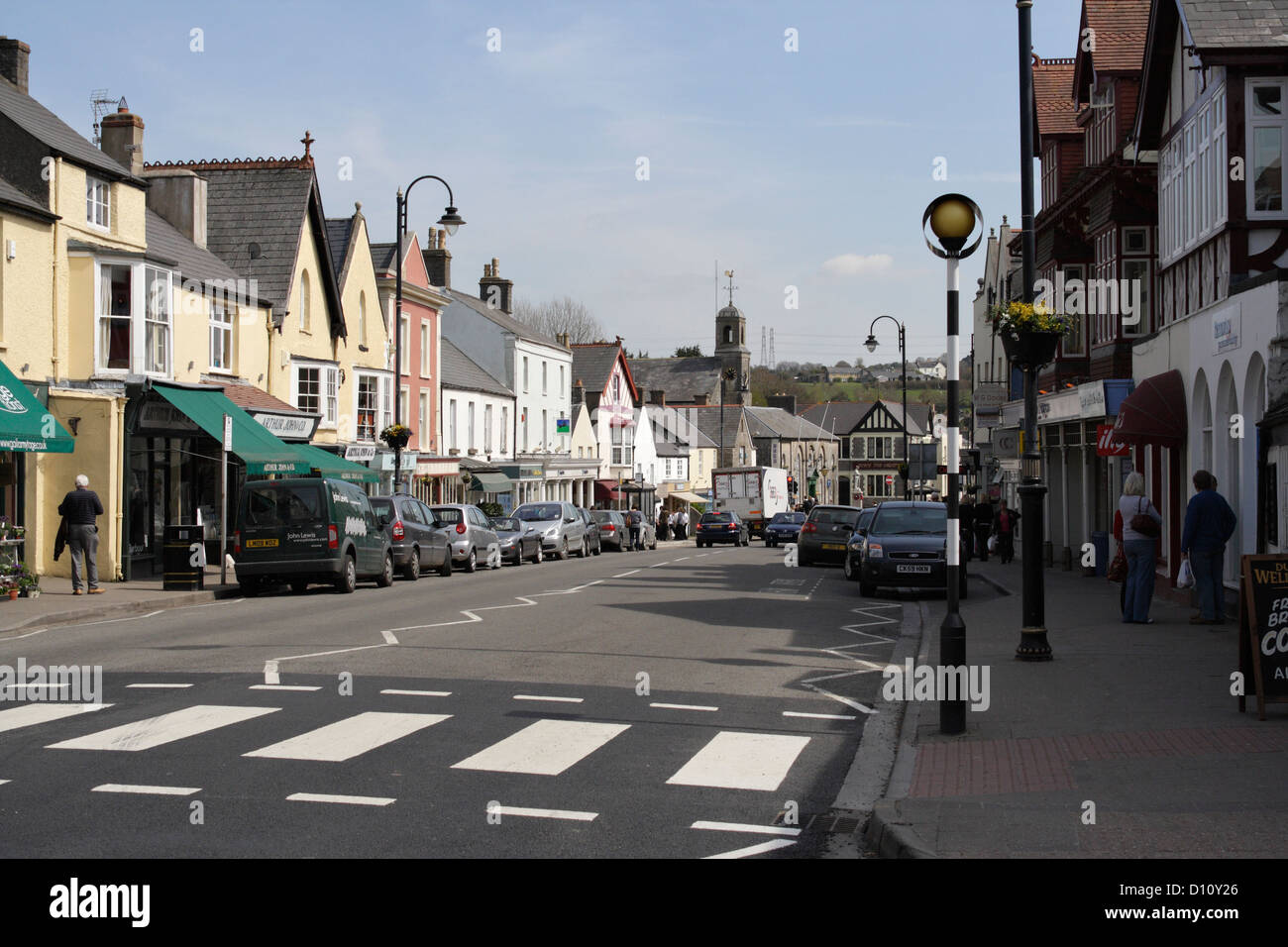 The main road in Cowbridge, Vale of Glamorgan Wales UK rural Welsh town ...