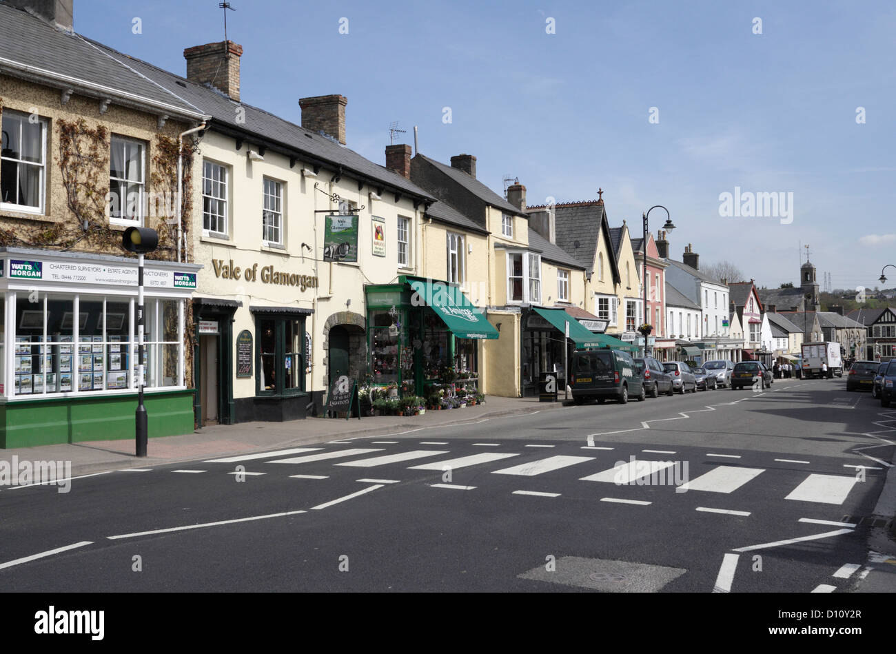 The main road in Cowbridge, Vale of Glamorgan Wales UK. rural Welsh ...