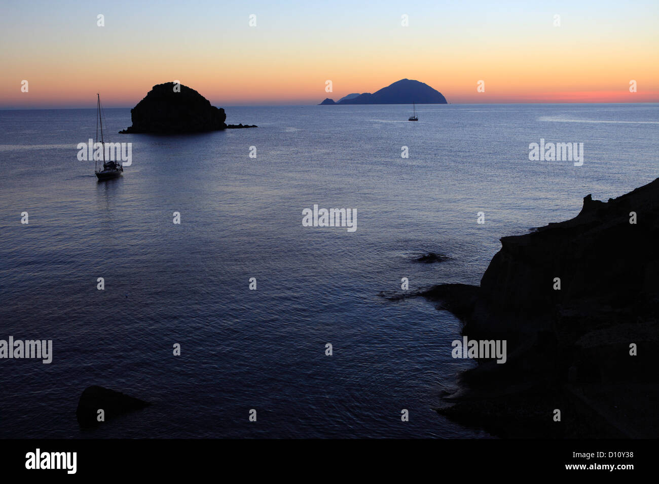 Faraglione rocks and Filicudi island seen from Pollara, Salina, Aeolian ...
