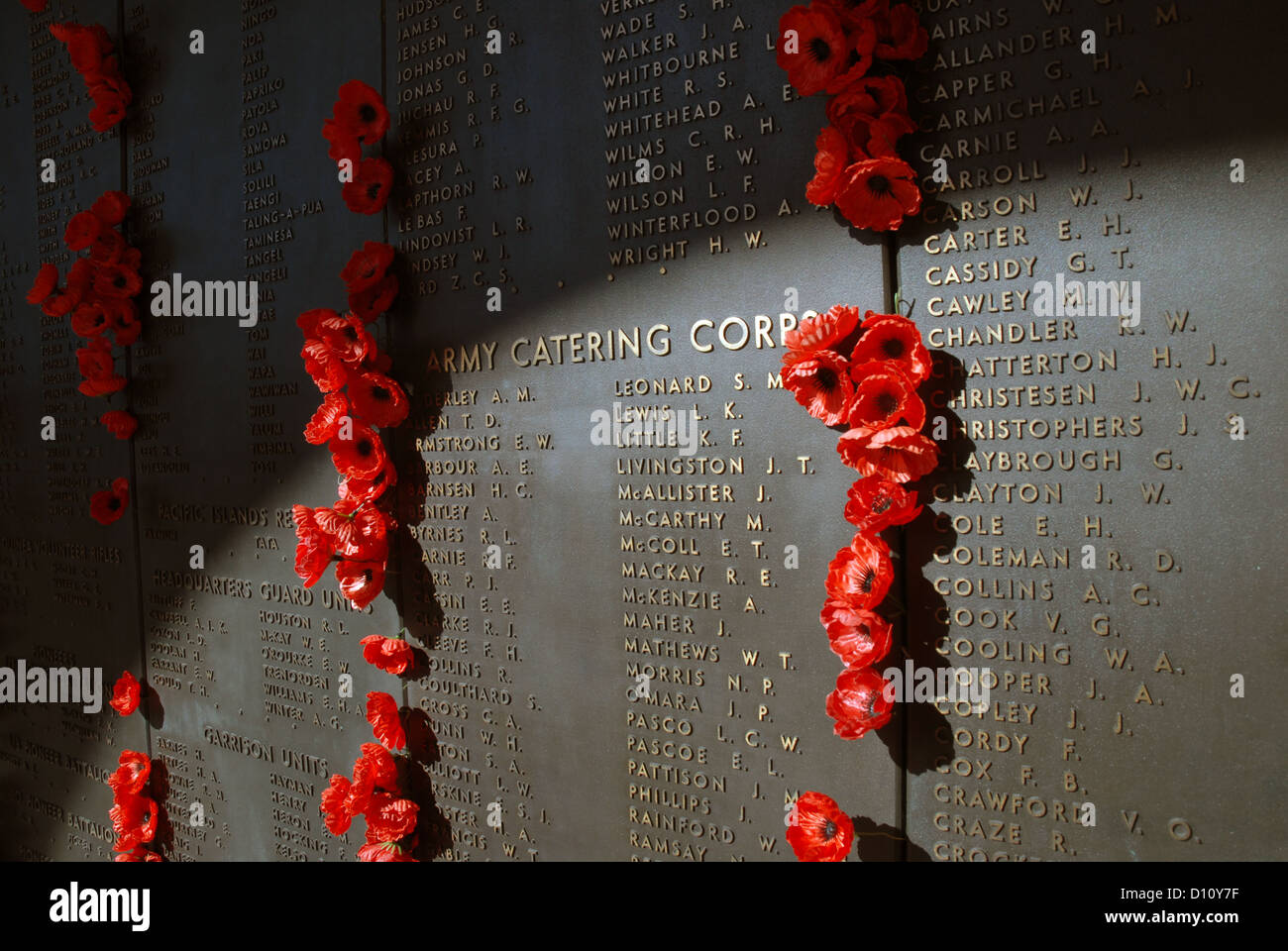 Names of fallen soldiers in the Wall of Remembrance, at the National ...
