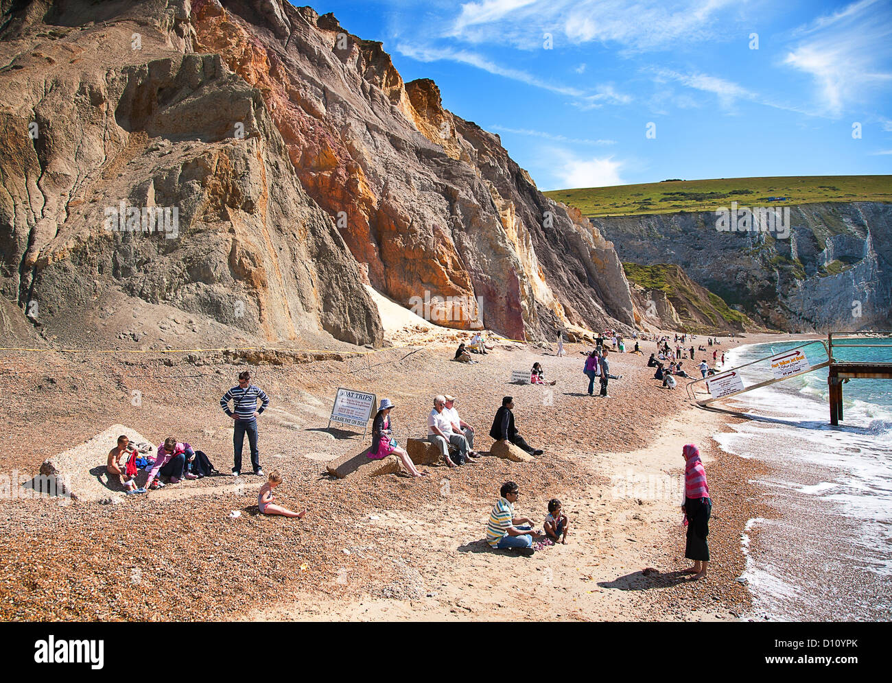 Coloured sands of Alum Bay, Isle of Wight, England, United Kingdom ...