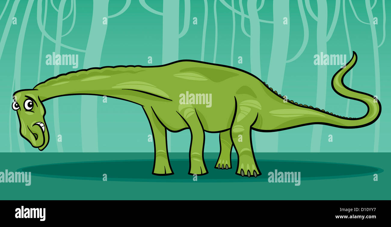 Cartoon Illustration of Diplodocus Dinosaur Reptile Species in ...