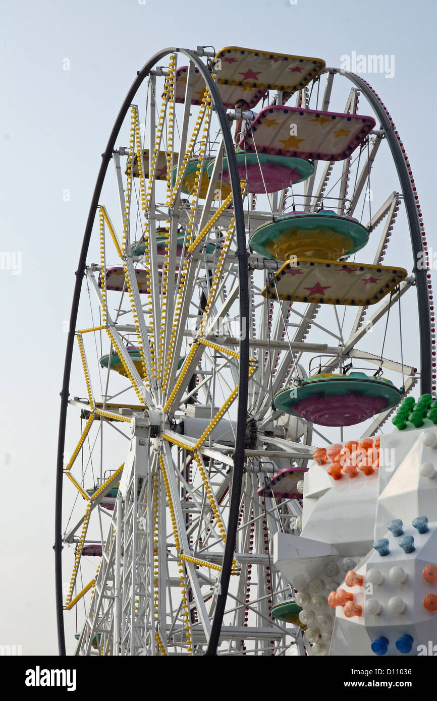 Ferris wheel with baskets and carriages in an amusement park Stock ...