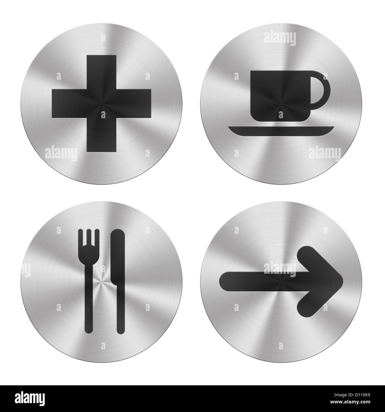 Signs on aluminum plates isolated on white. Services group icons Stock ...