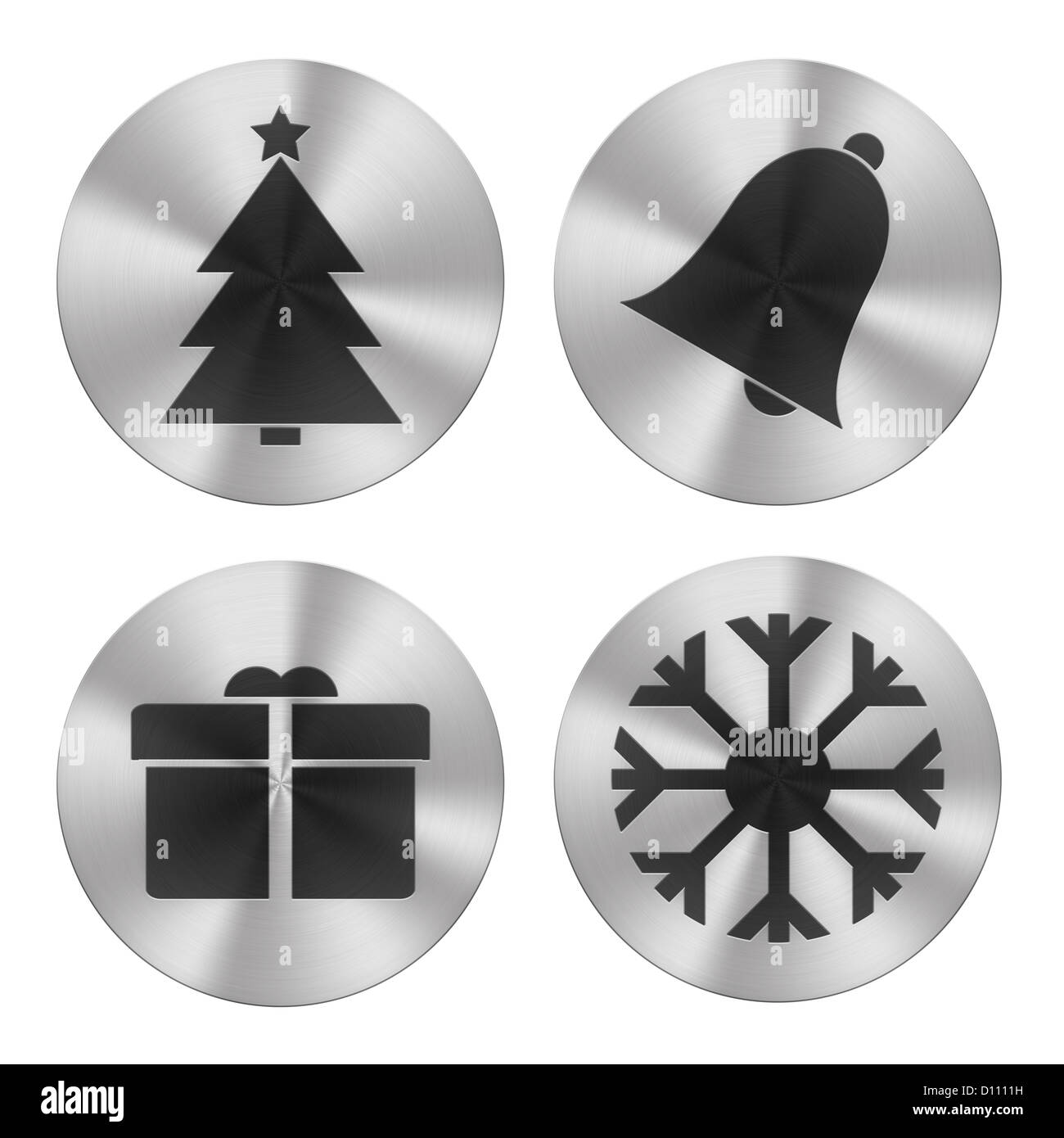 Signs on aluminum plates isolated on white. Christmas group icons Stock ...