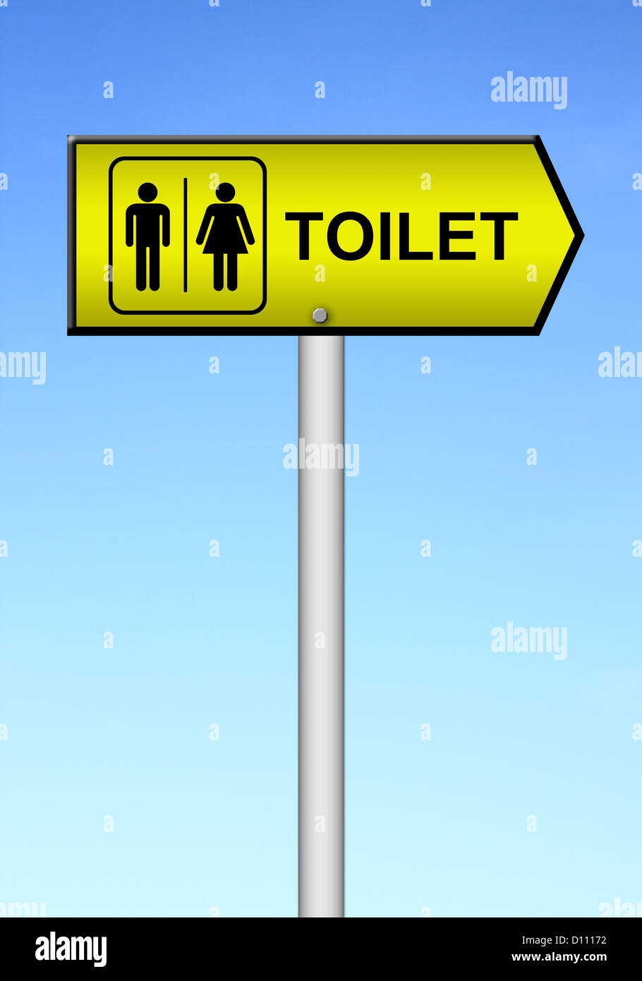 Blue toilet sign with arrow hi-res stock photography and images - Alamy