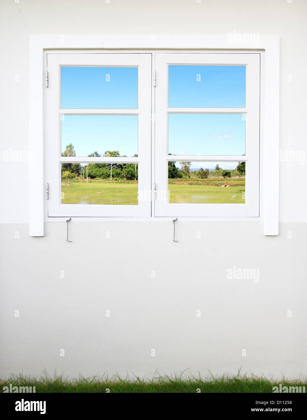 window with rural field view Stock Photo - Alamy