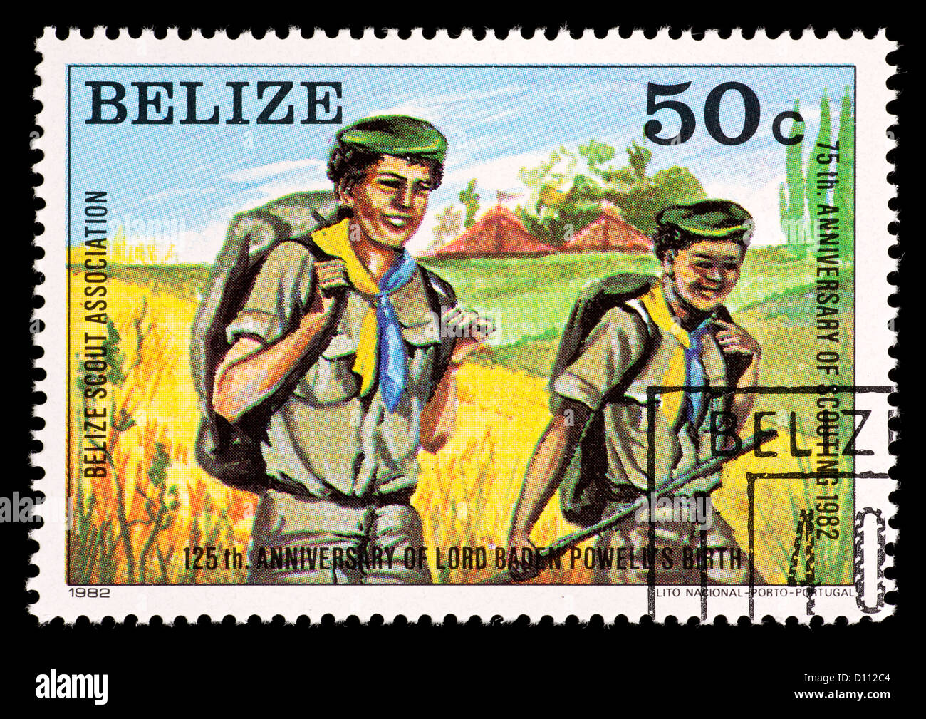 Postage stamp from Belize depicting two scouts hiking, issued for the ...