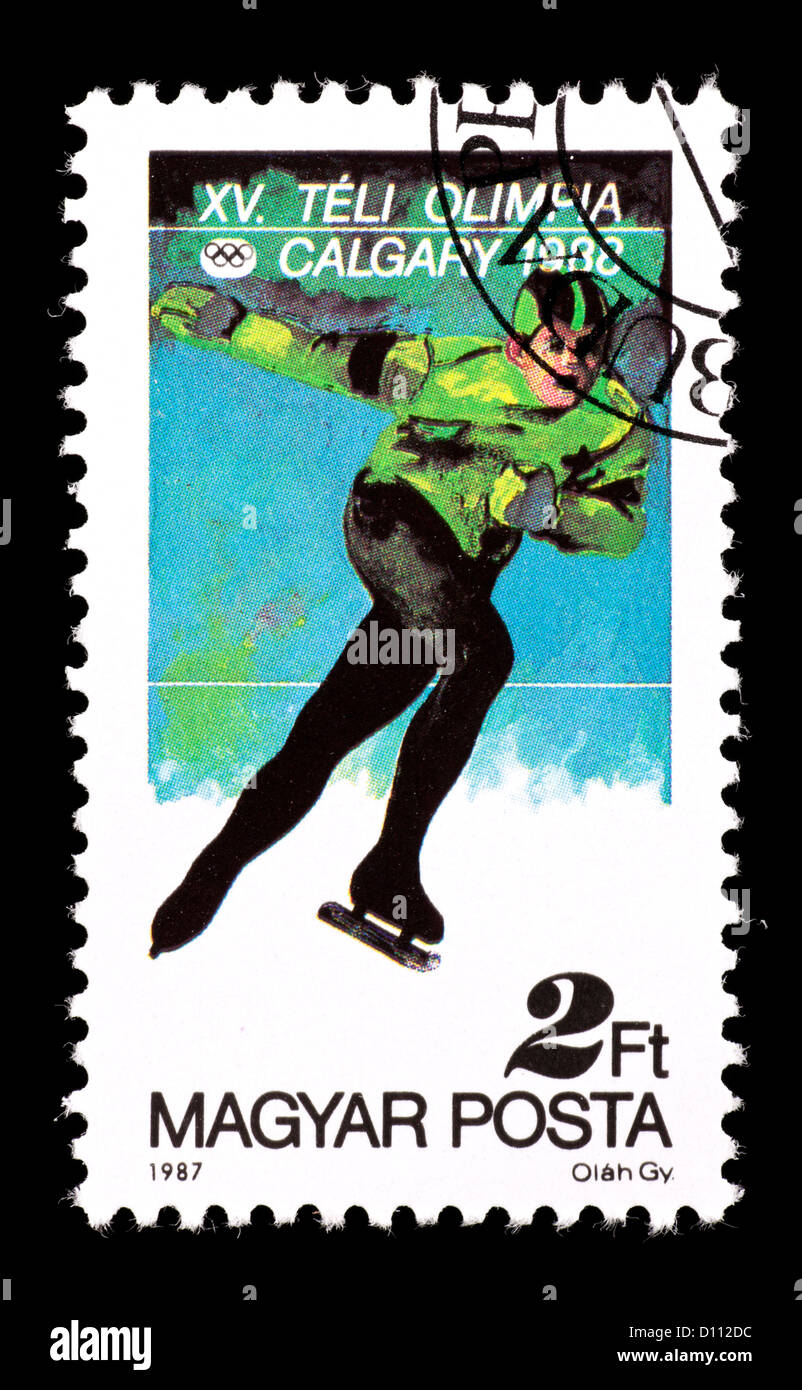 Postage stamp from Hungary depicting depicting a speed skater, issued ...