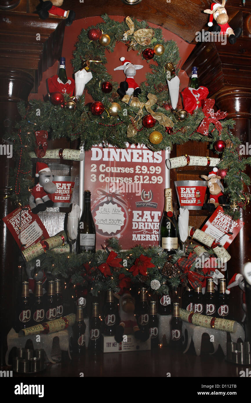image of christmas display in local pub Stock Photo - Alamy