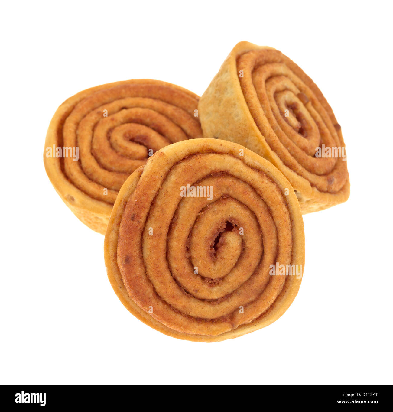 Three cinnamon buns on a white background Stock Photo - Alamy