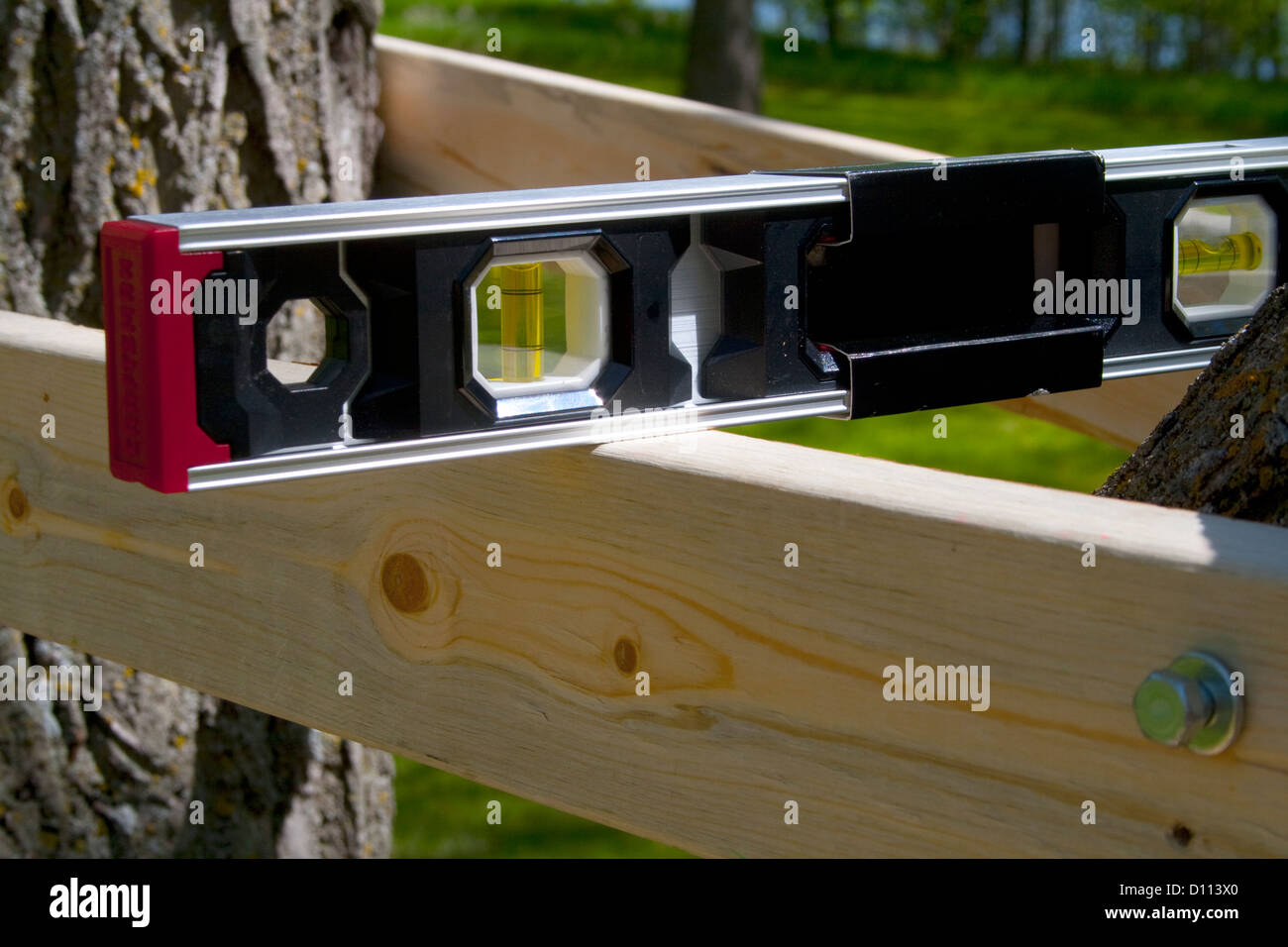 Carpenters level used in building a tree house. Clitherall Minnesota MN ...