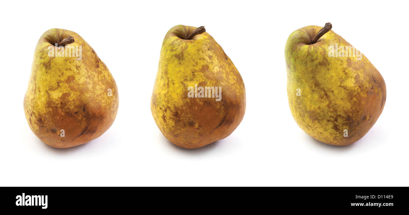 Three pears with drops water on white background Stock Photo - Alamy